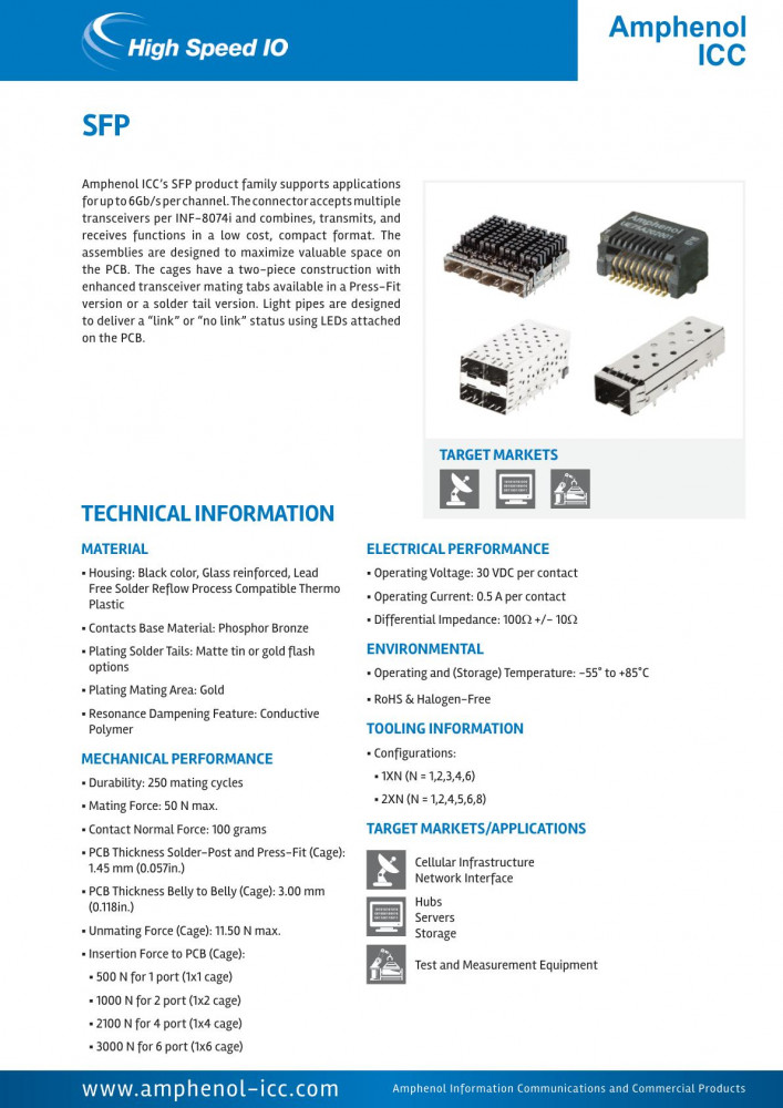 Amphenol U77-A4114-2001 SFP technical document page 1