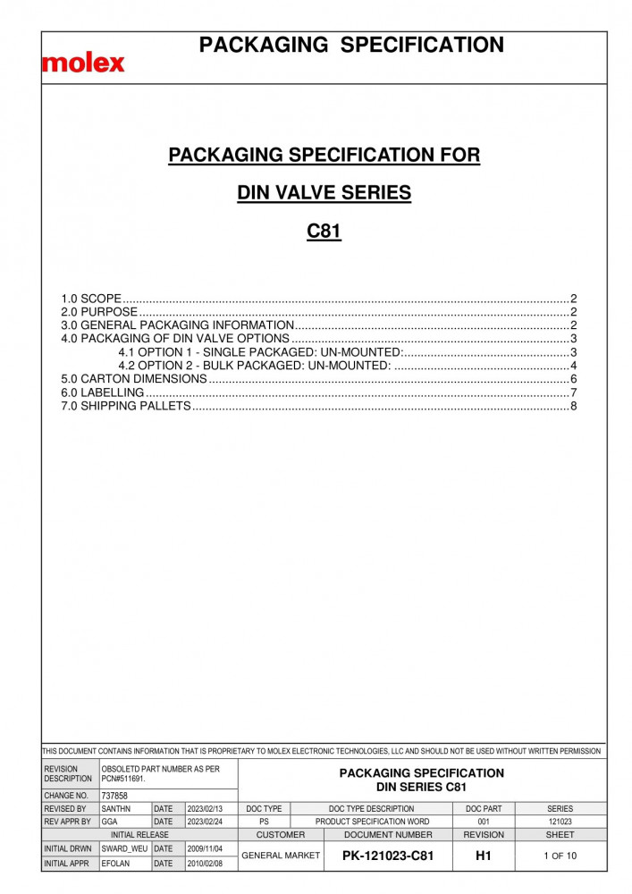 DIN Series C81 packaging specification, page 1