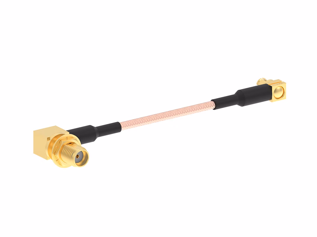 MMCX Straight Plug to SMA Straight Bulkhead Jack on RG-178 Cable, 457.20mm Length, 50 Ohms