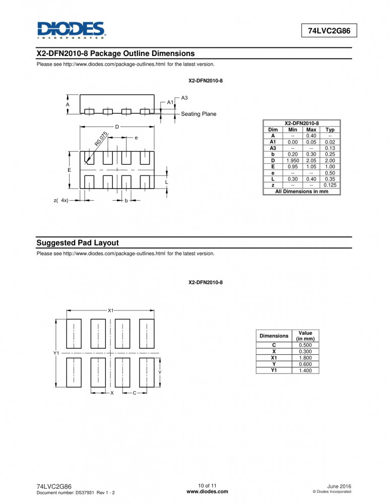 74LVC2G86HD4-7 datasheet page 10
