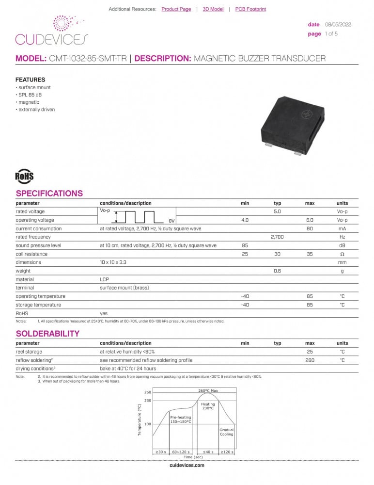 CMT-1032-85-SMT-TR technical document page 1