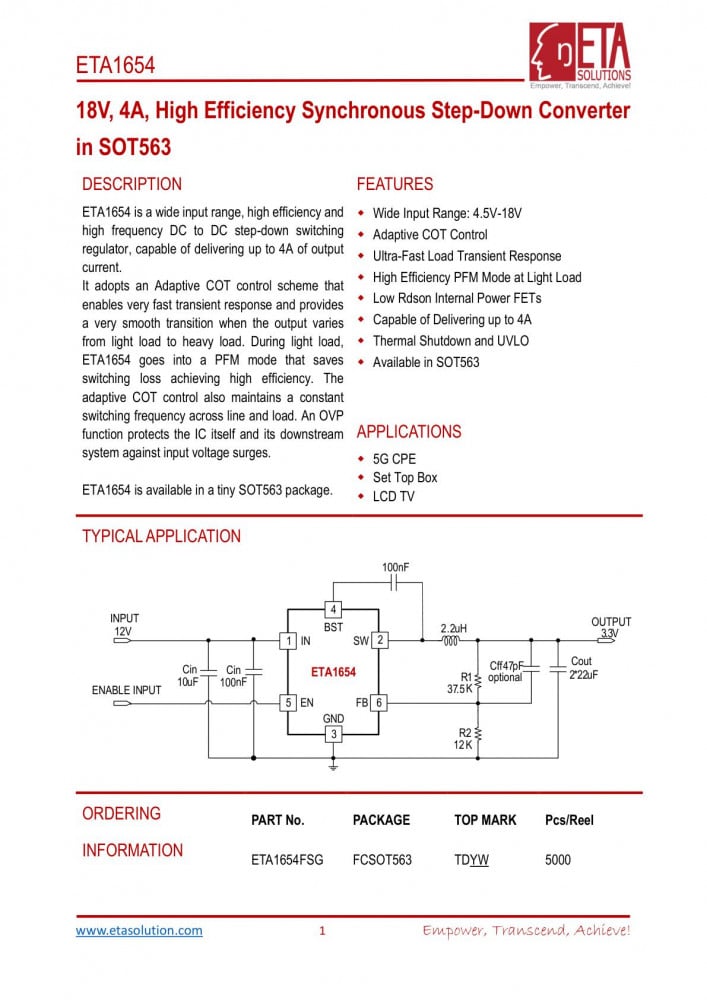 ETA1654FSG datasheet page 1