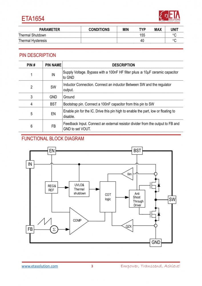 ETA1654FSG datasheet page 3
