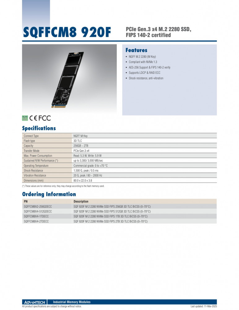 SQFFCM8 920F product document preview