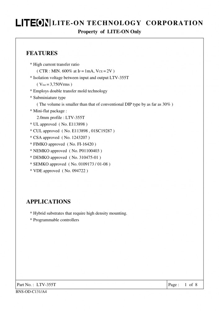 LTV-355T datasheet page 1