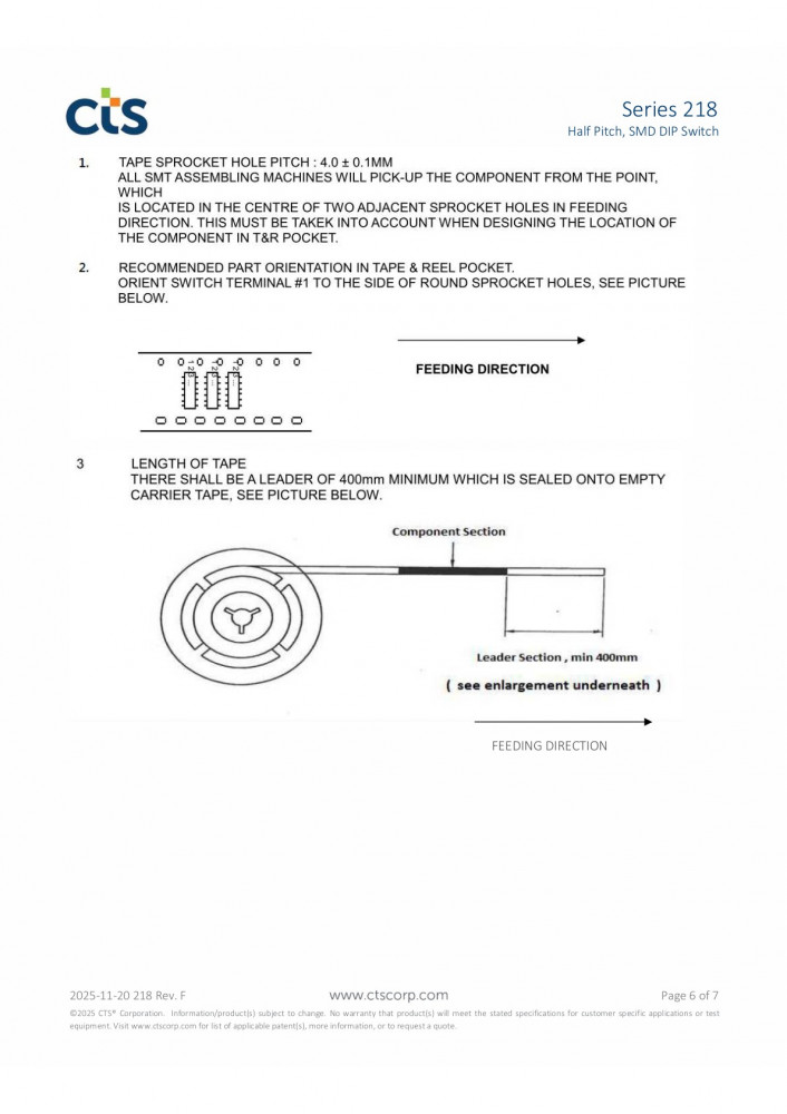 Series 218 datasheet page 6
