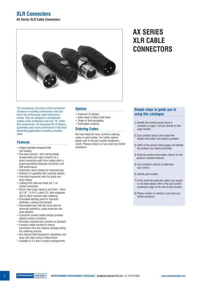 Amphenol AX Series documentation page 1
