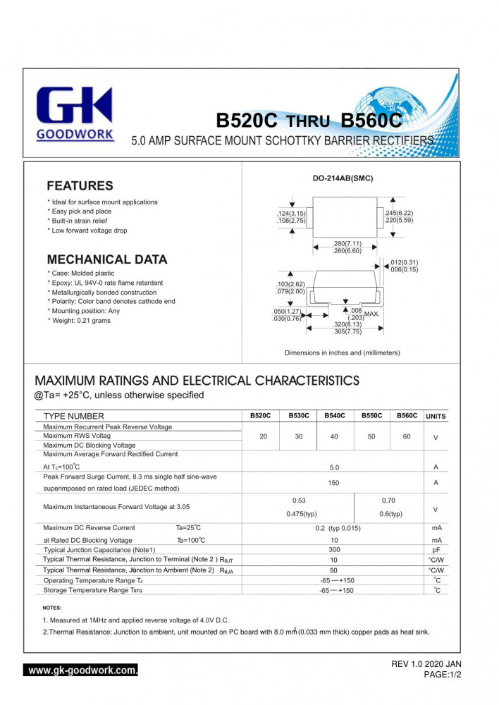 GOODWORK B540C-13 datasheet page 1