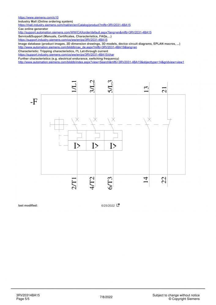 3RV20314BA15 datasheet page 5