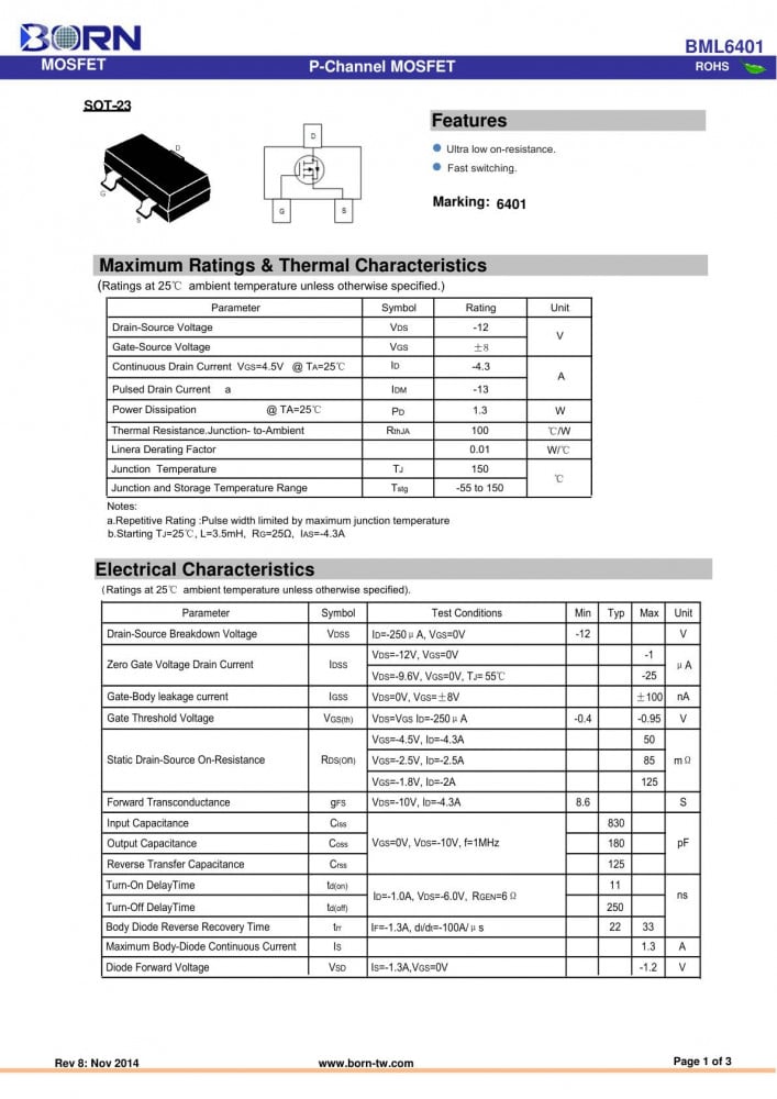 BML6401 datasheet page 1