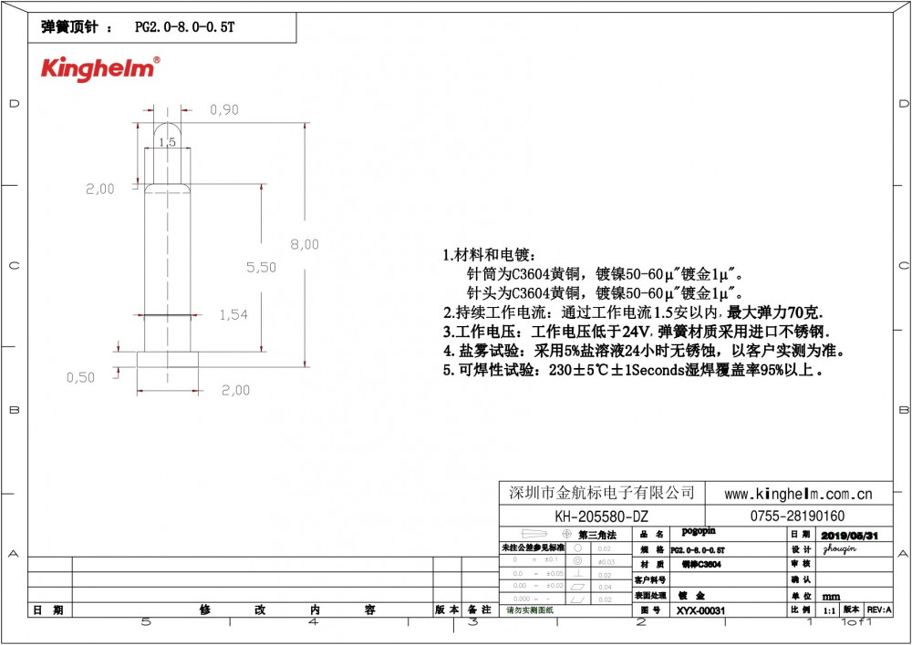 Kinghelm KH-205580-DZ technical drawing preview