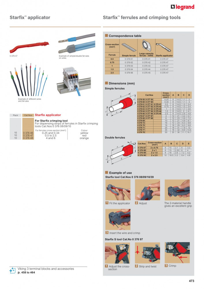 Legrand catalog page reference for Starfix applicator 037647