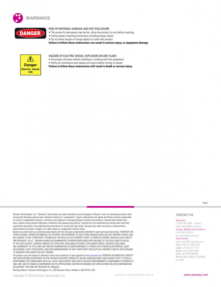 Sensata M Series ODC5 datasheet page 5