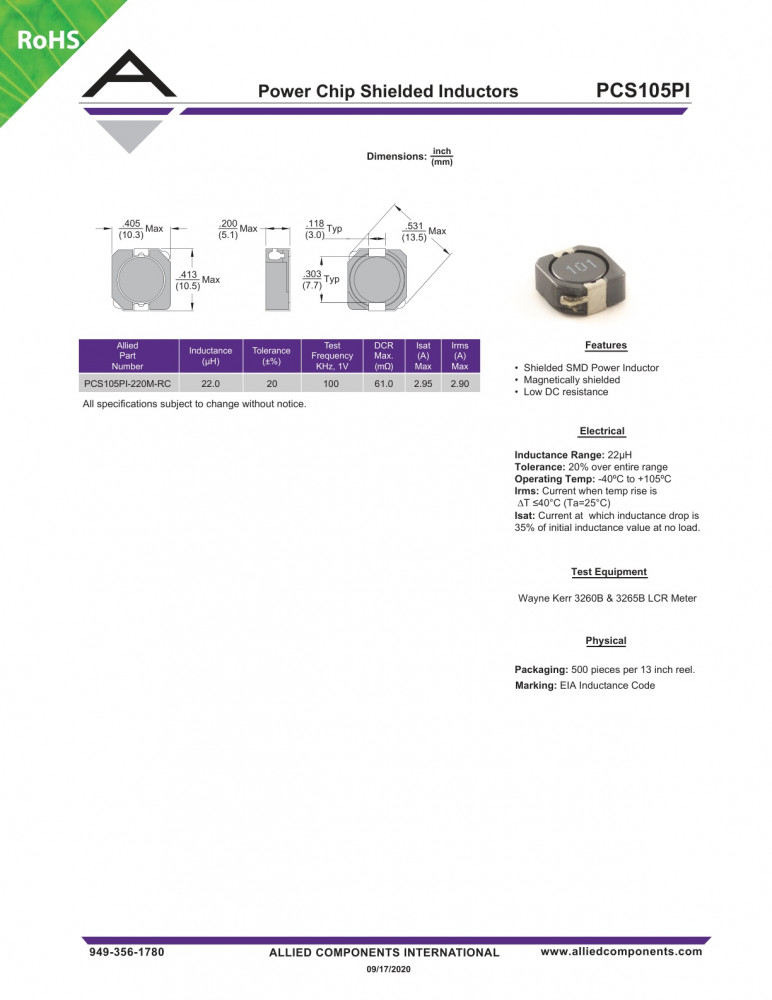 PCS105PI-220M-RC technical document image