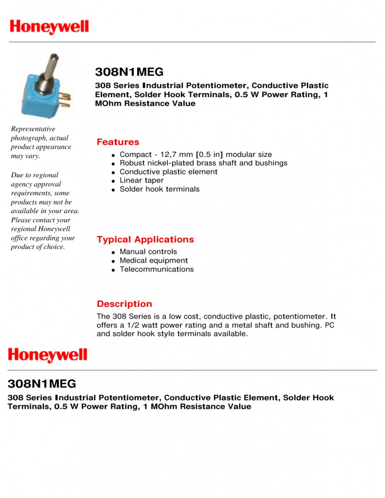 308N1MEG technical document page 1