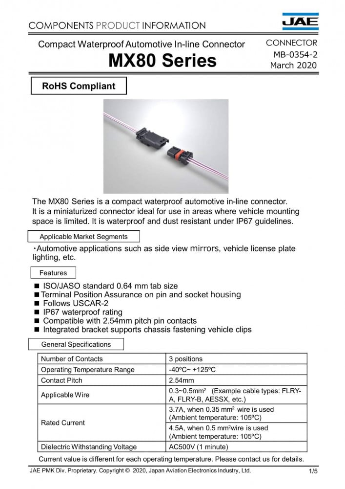 MX80 series technical document page 1