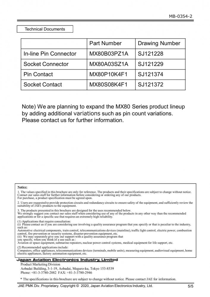 MX80 series technical document page 5