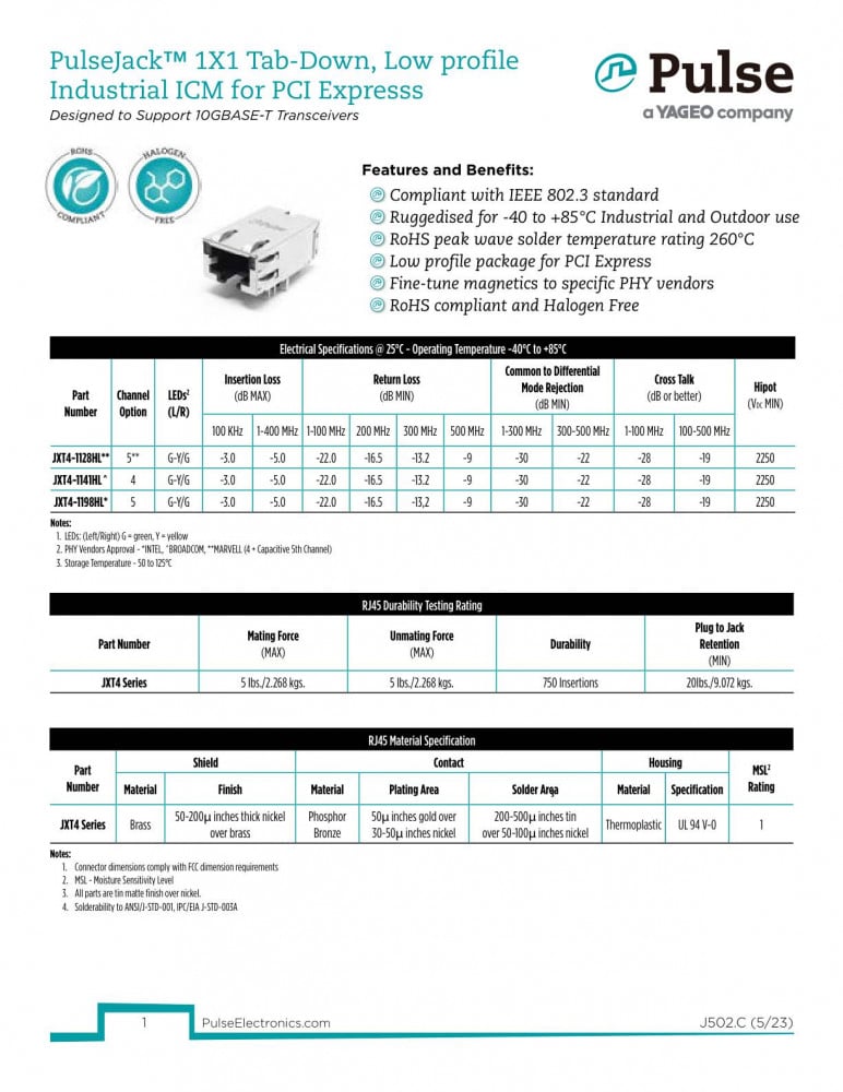 PULSE JXT4-1128HL document page 1