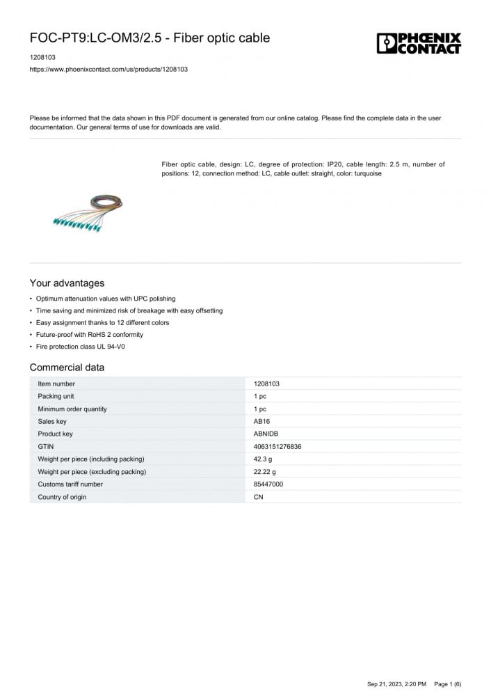 Phoenix Contact 1208103 document page 1