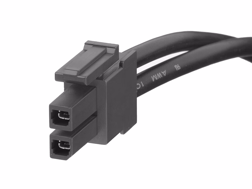 Mega-Fit-to-Mega-Fit Off-the-Shelf (OTS) Cable Assembly, Dual Row, 300.00mm Length, Matte Tin Plated, 2 Circuits, Black for sale