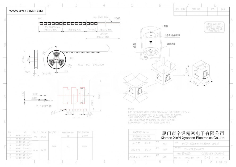 XYECONN technical drawing page 2