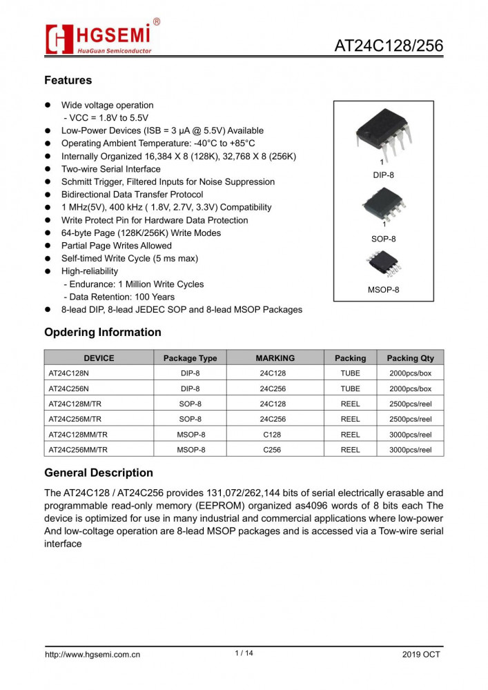 AT24C128N datasheet page 1