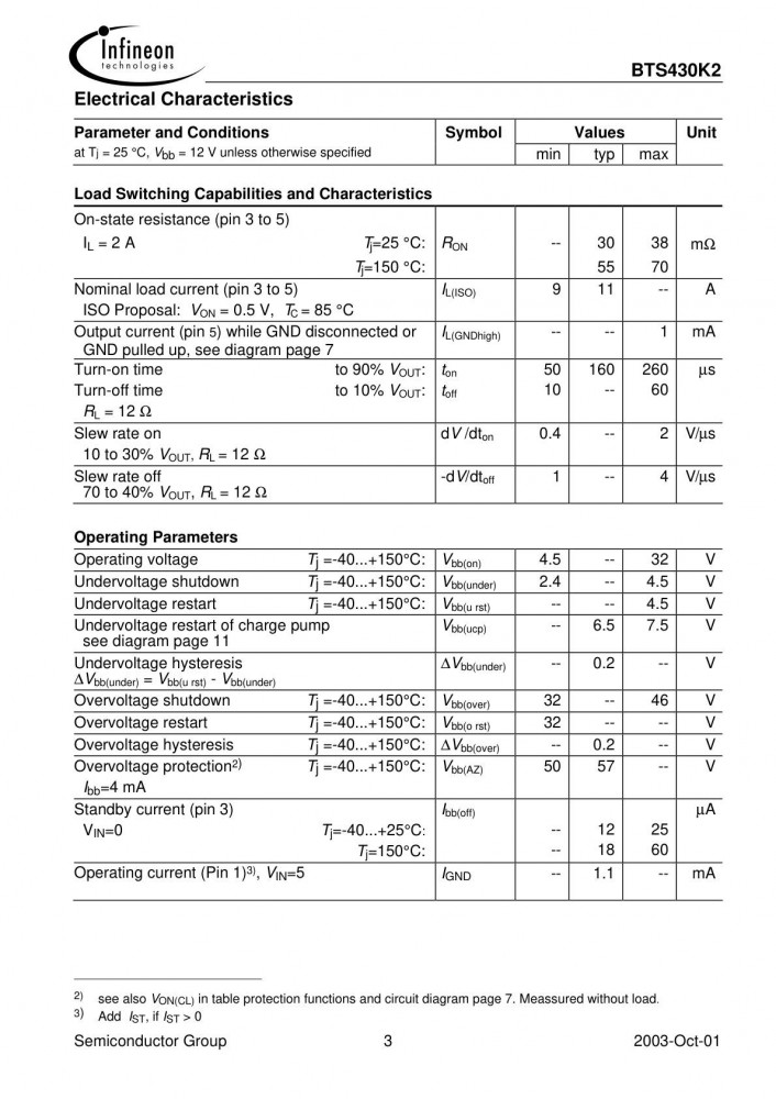 BTS430K2E3122A datasheet page 3