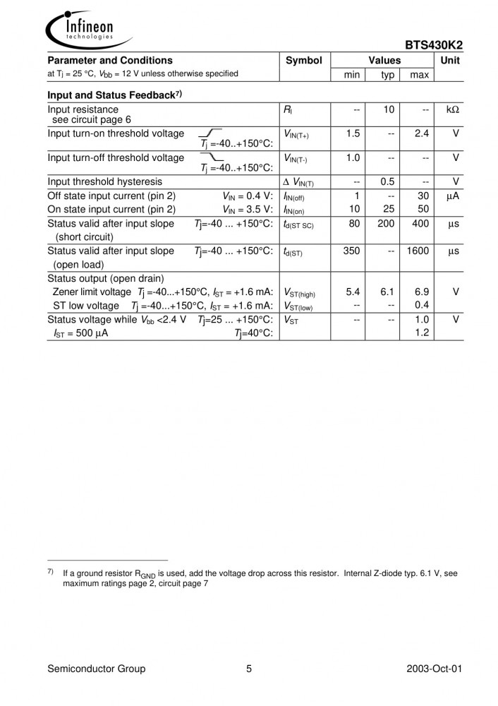 BTS430K2E3122A datasheet page 5