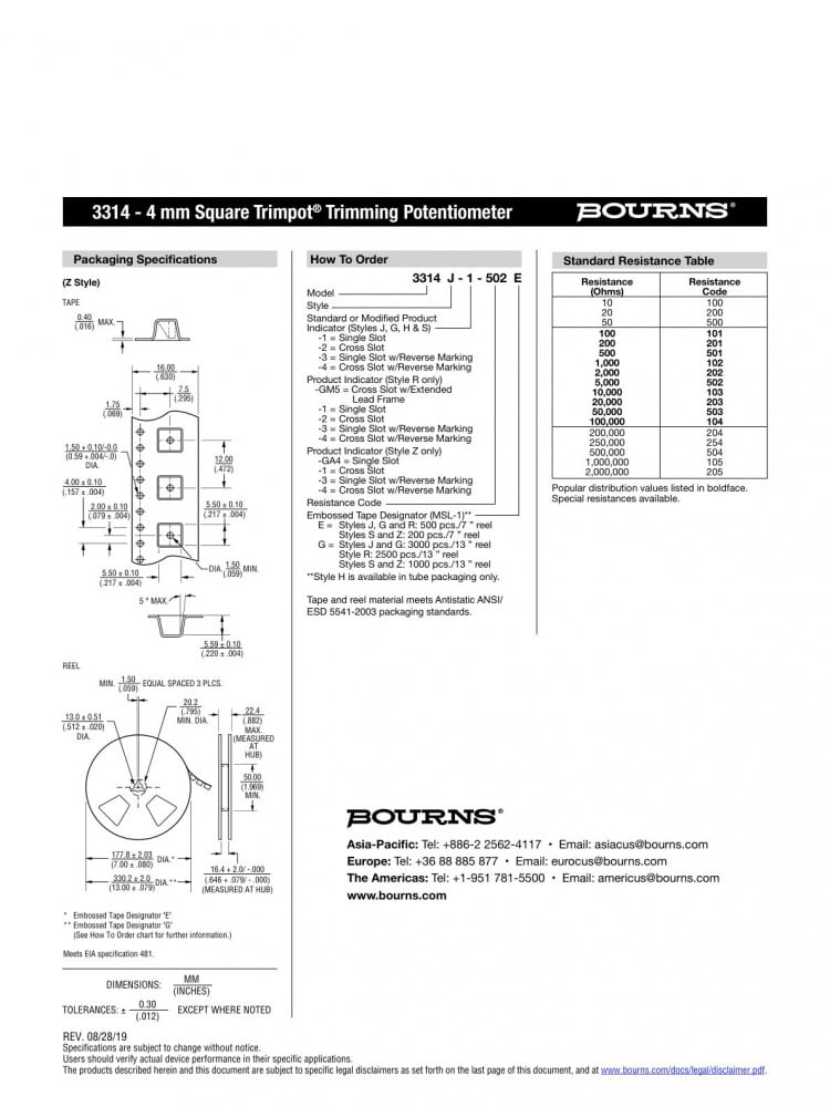 Bourns 3314 series datasheet page 5