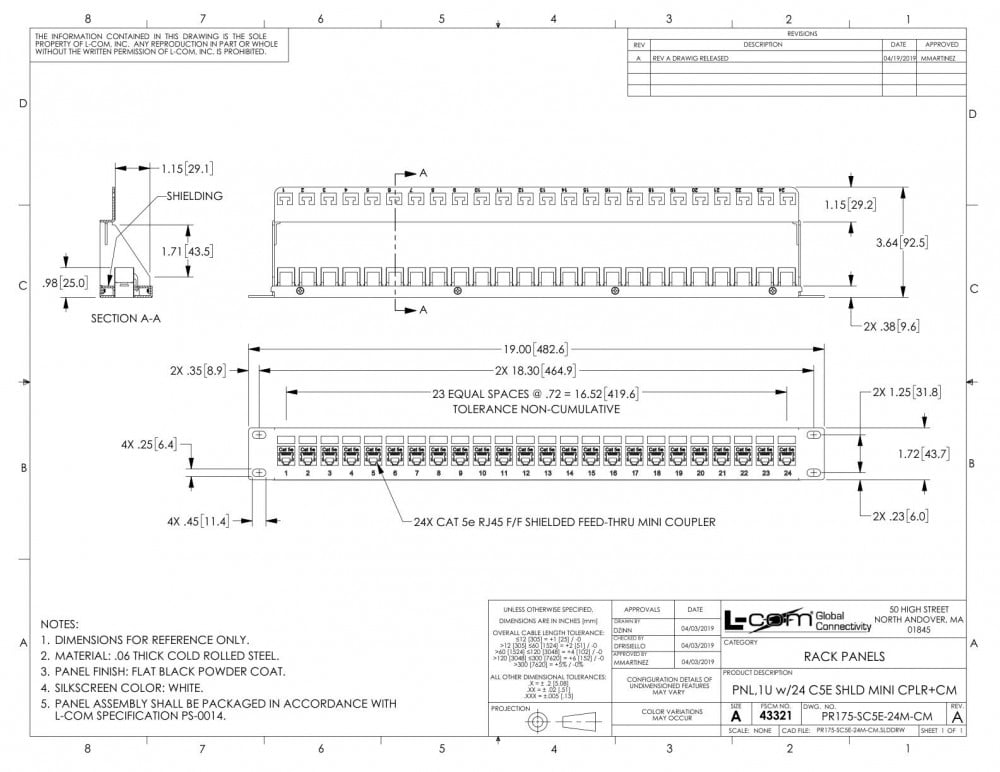 L-com PR175-SC5E-24M-CM technical document preview