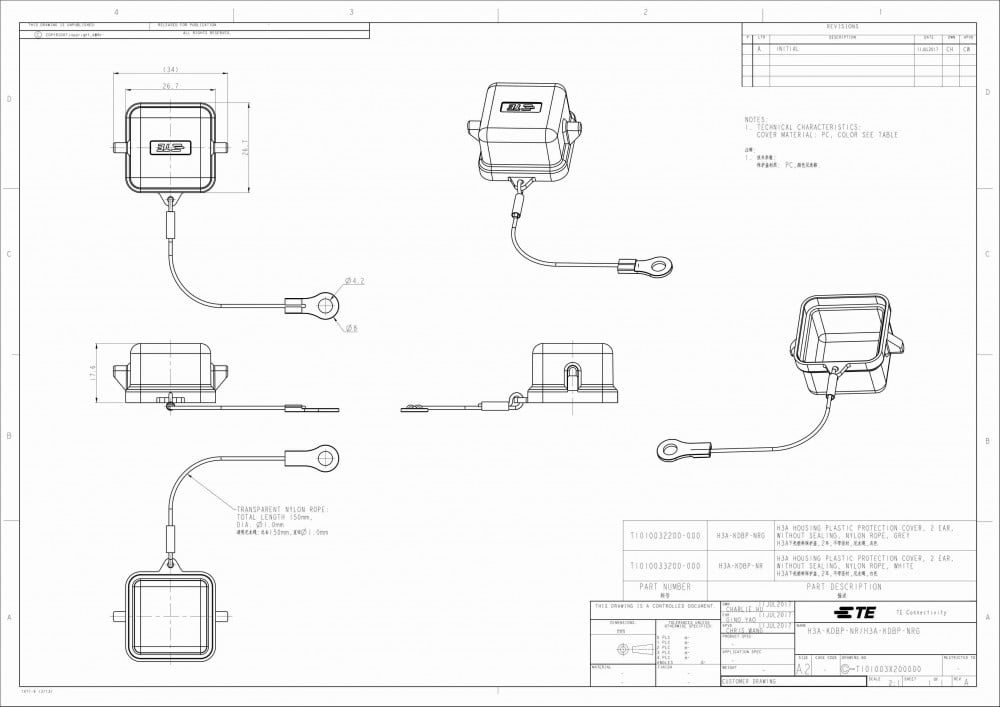 TE Connectivity T1010032200-000 technical drawing preview