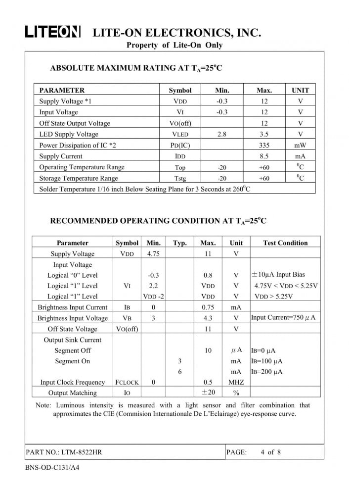 LTM-8522HR datasheet page 4