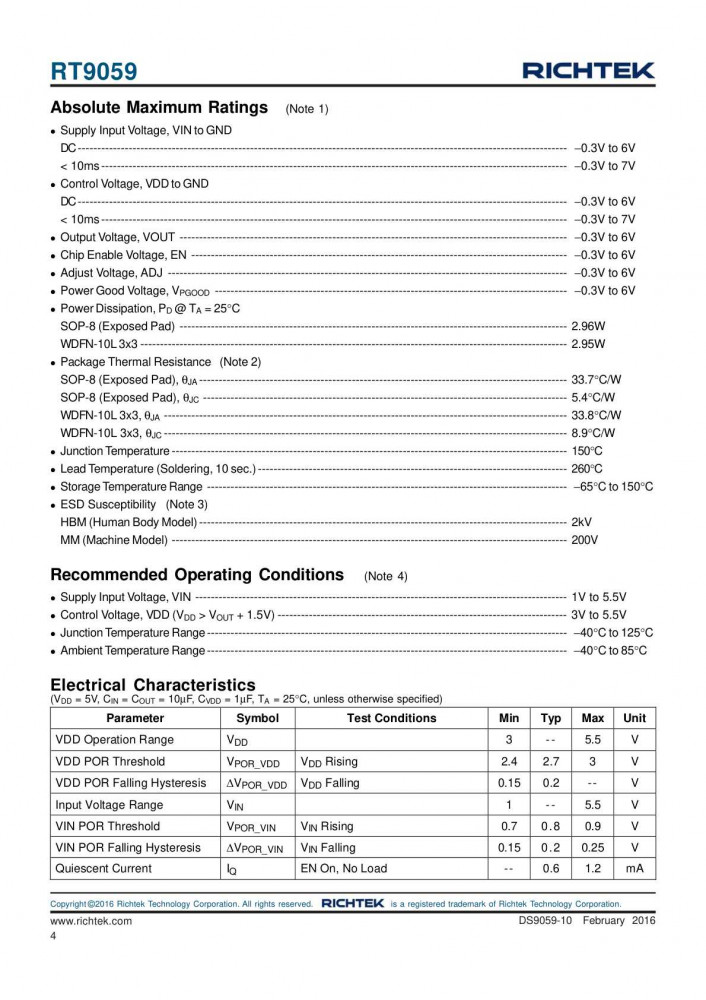 RT9059 datasheet page 4