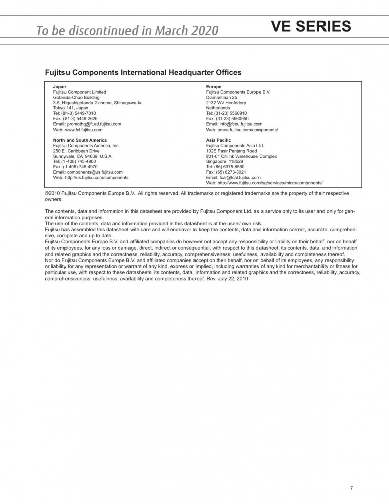 FUJITSU VE Series datasheet page 7