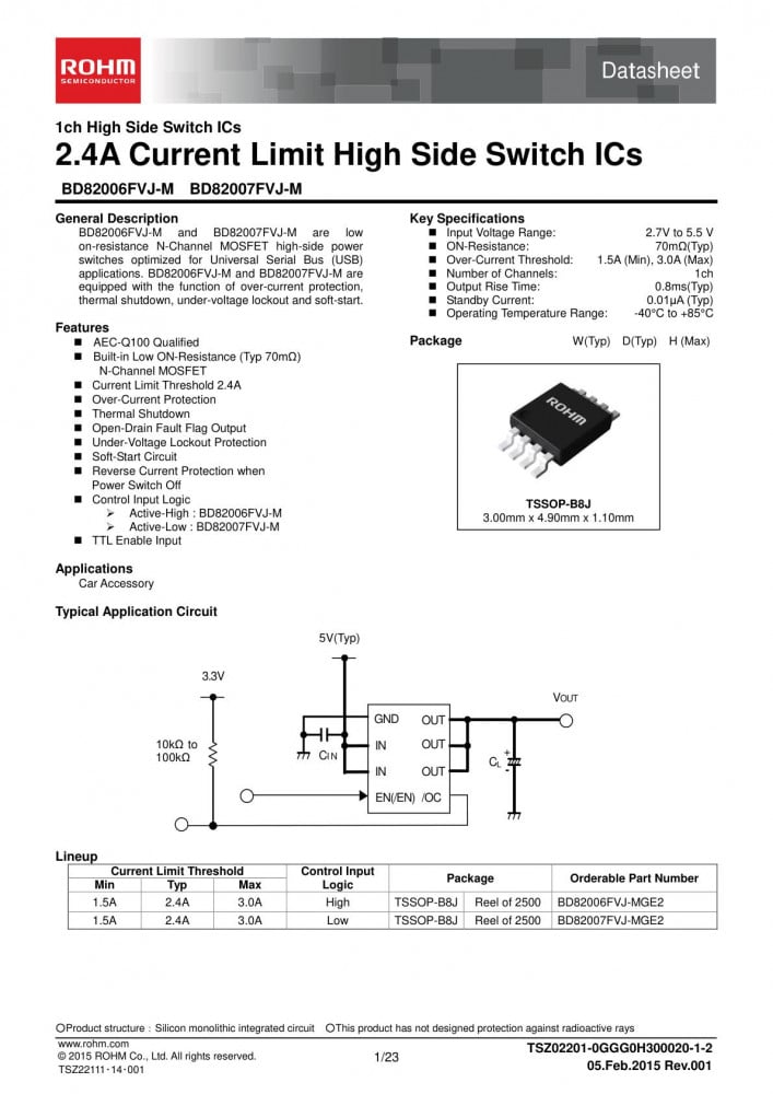 BD82006FVJ-MGE2 datasheet page 1