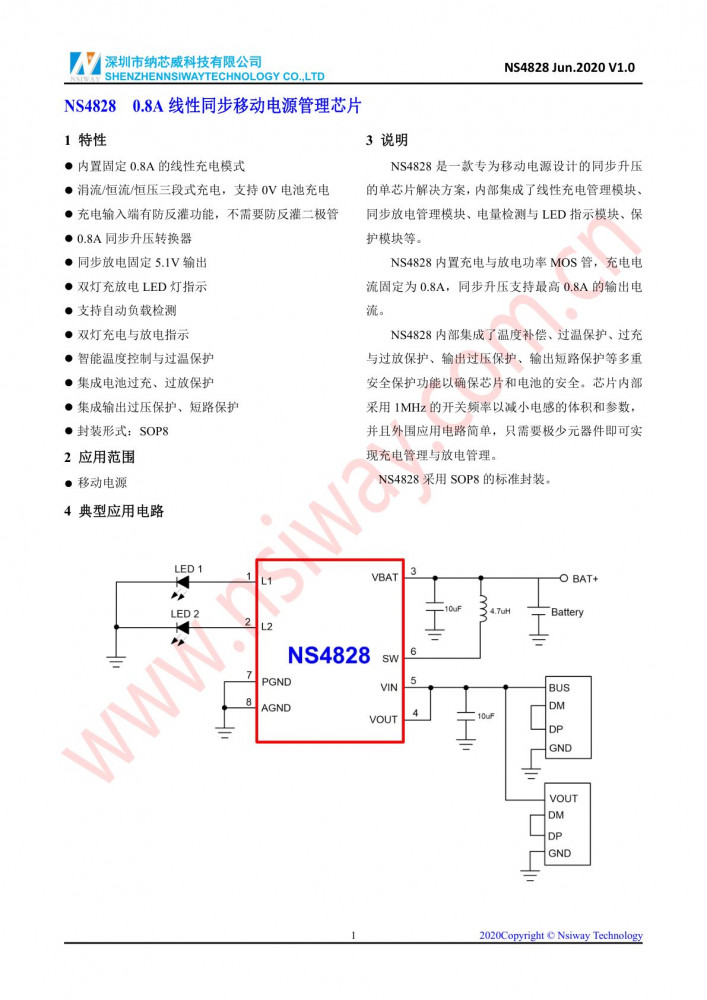 NS4828 technical document page 1