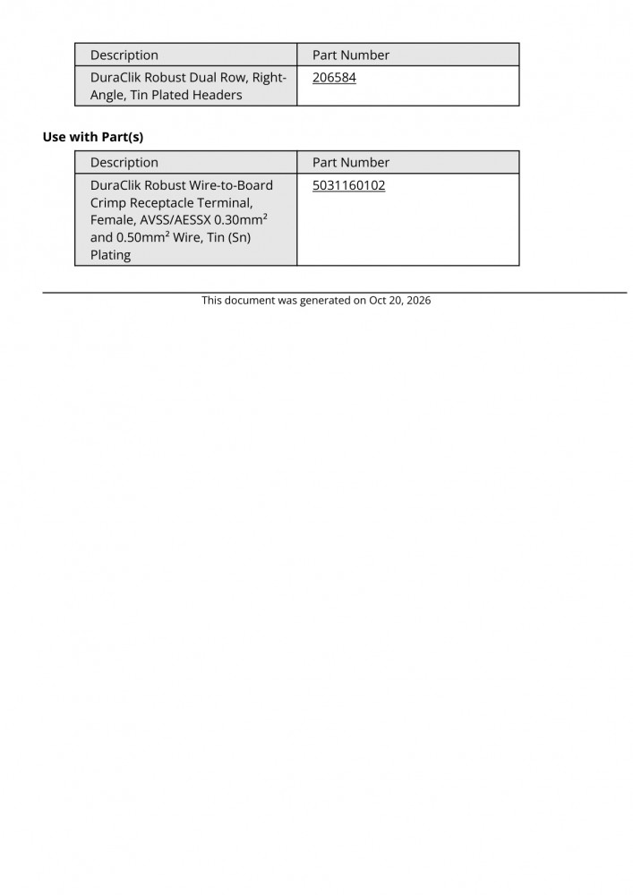 Technical document image 3 for MOLEX 2065830161