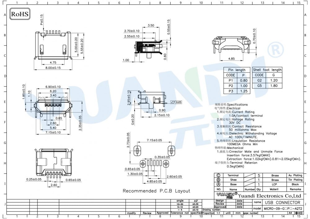Yuandi MICRO-09-G2P1-A2T2 technical drawing page 1
