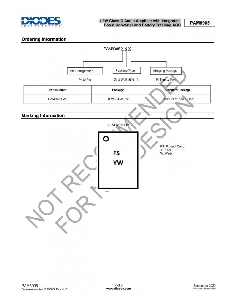 PAM8905PZR datasheet page 7