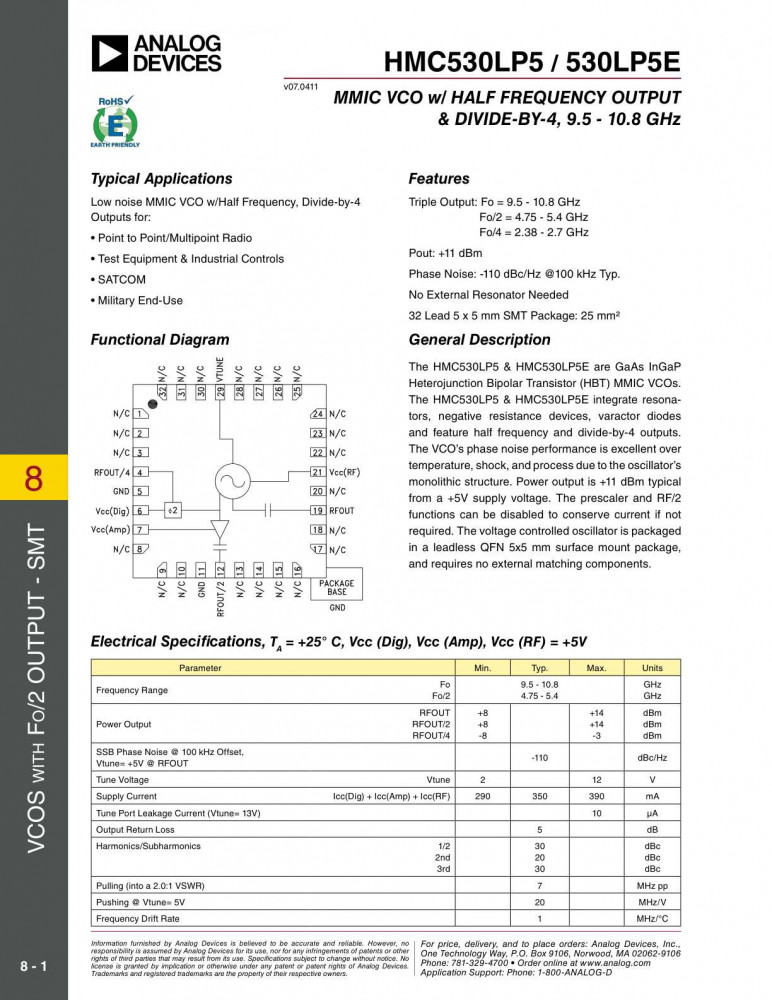 HMC530LP5E datasheet page 1