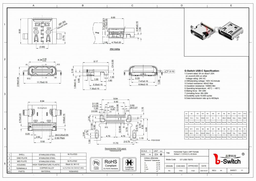 GT-USB-7007D technical document preview
