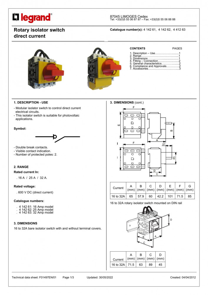 Legrand 4 142 63 technical document, page 1