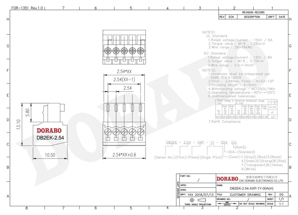 DB2EK-2.54-16P-GN-S technical document page