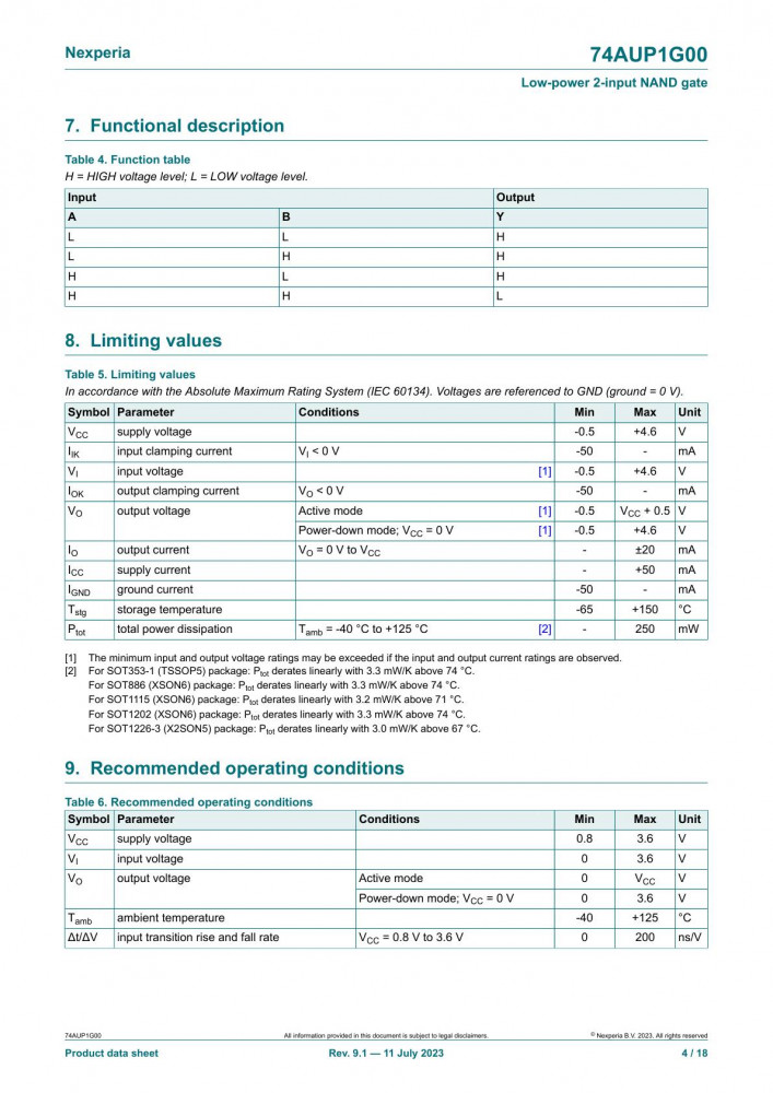 74AUP1G00GW,125 datasheet page 4