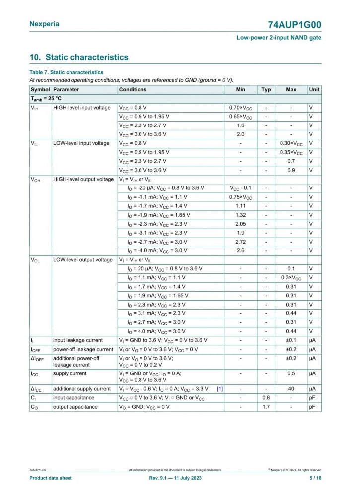 74AUP1G00GW,125 datasheet page 5