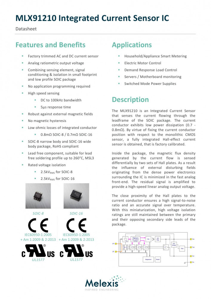 MLX91210 datasheet page 1