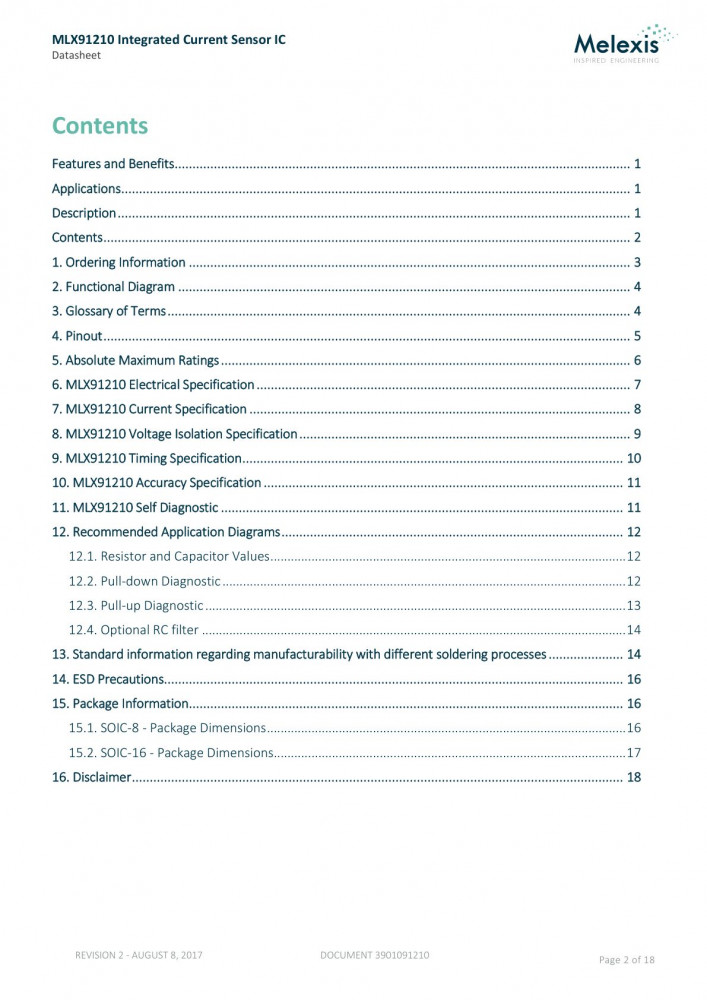 MLX91210 datasheet page 2