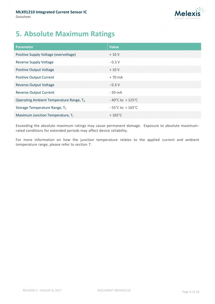 MLX91210 datasheet page 6