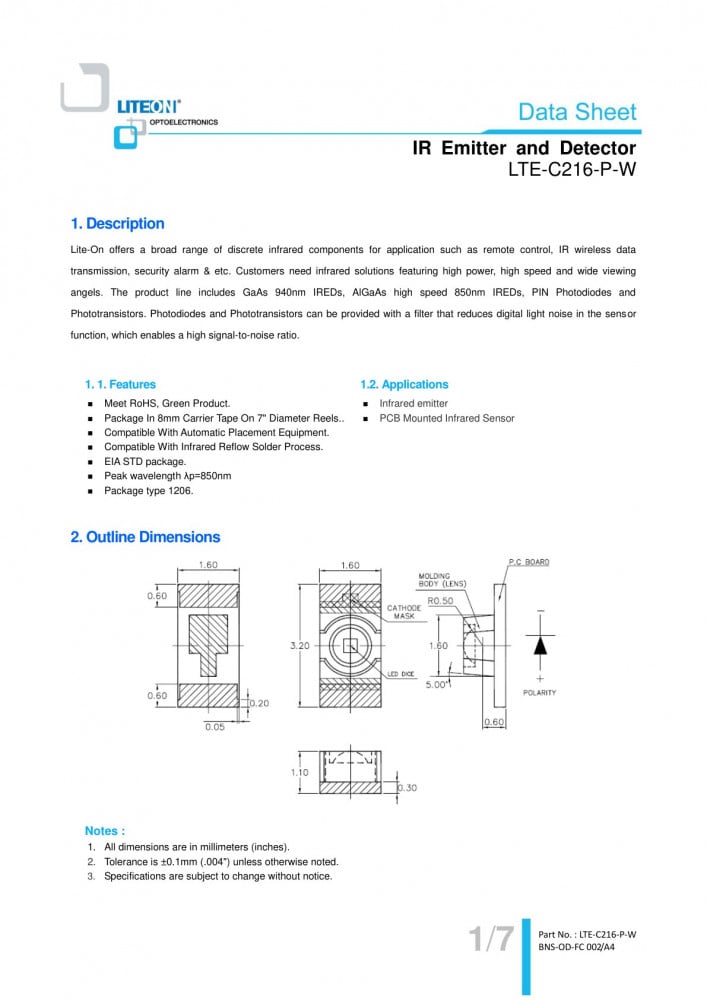 LTE-C216-P-W datasheet page 2