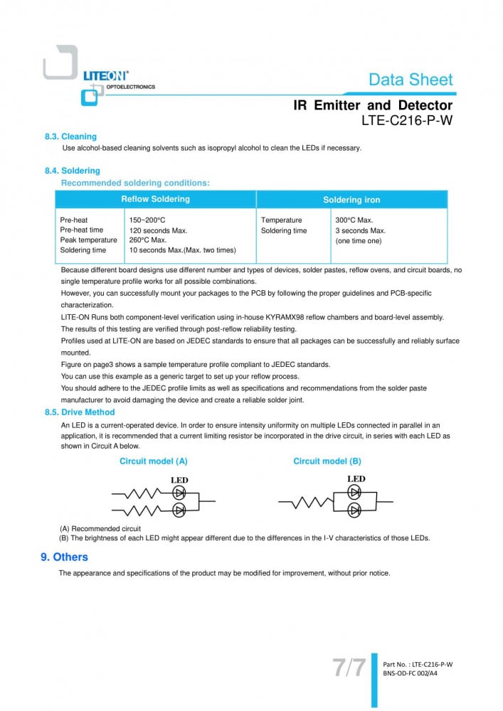 LTE-C216-P-W datasheet page 8